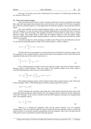Voltage and Frequency Control of Variable Speed Induction Generator using One Cycle Control ...