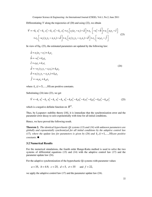 Adaptive Stabilization and Synchronization of Hyperchaotic QI System | PDF
