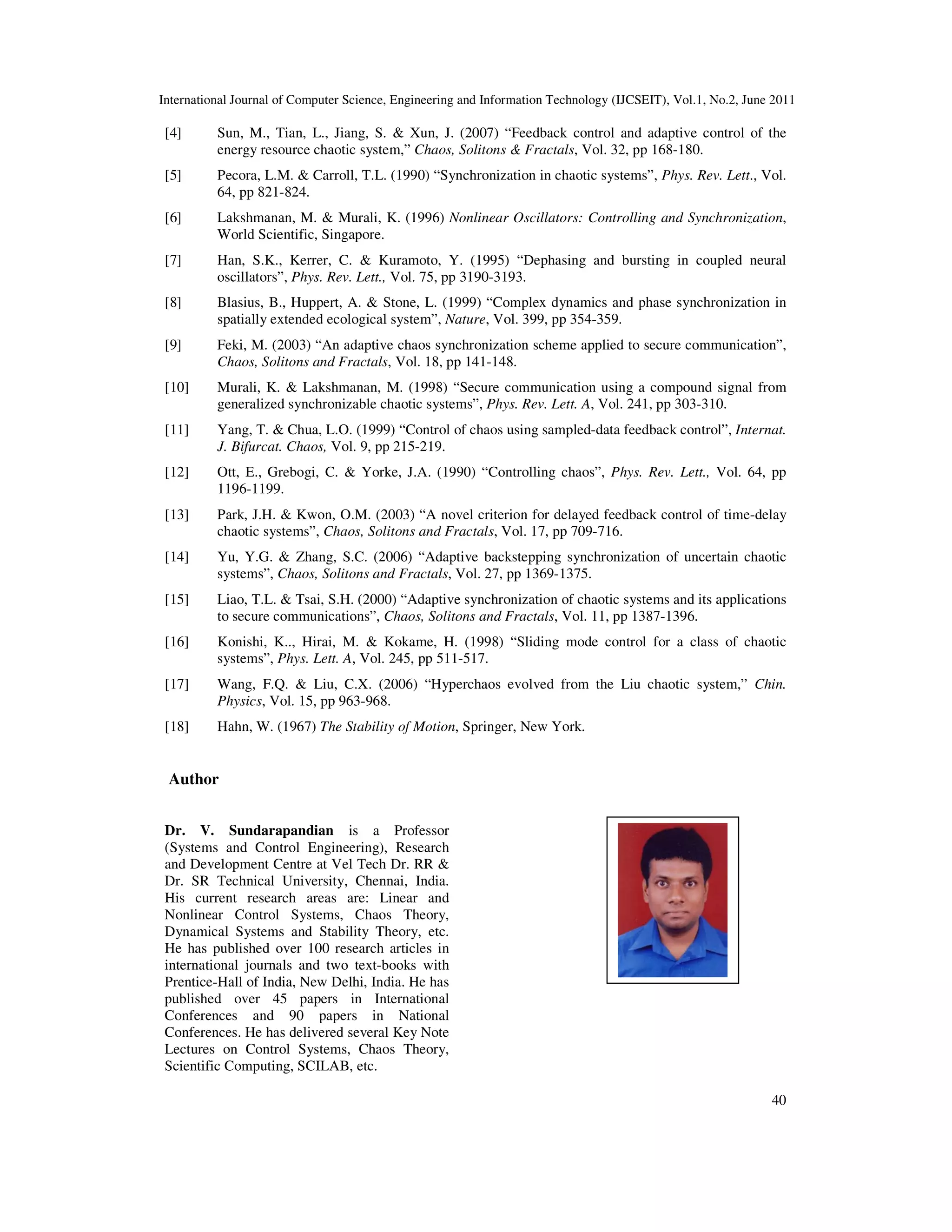 Adaptive Chaos Control And Synchronization Of Hyperchaotic Liu System Pdf