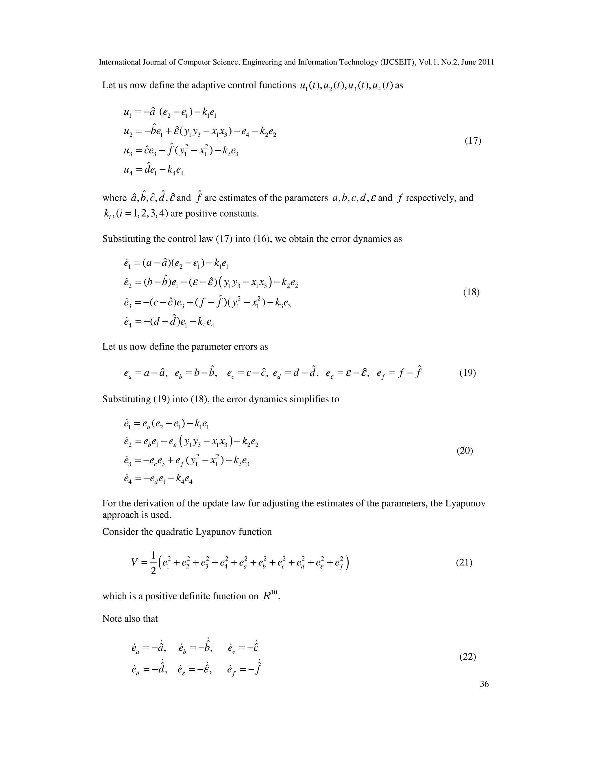 Adaptive Chaos Control And Synchronization Of Hyperchaotic Liu System Pdf