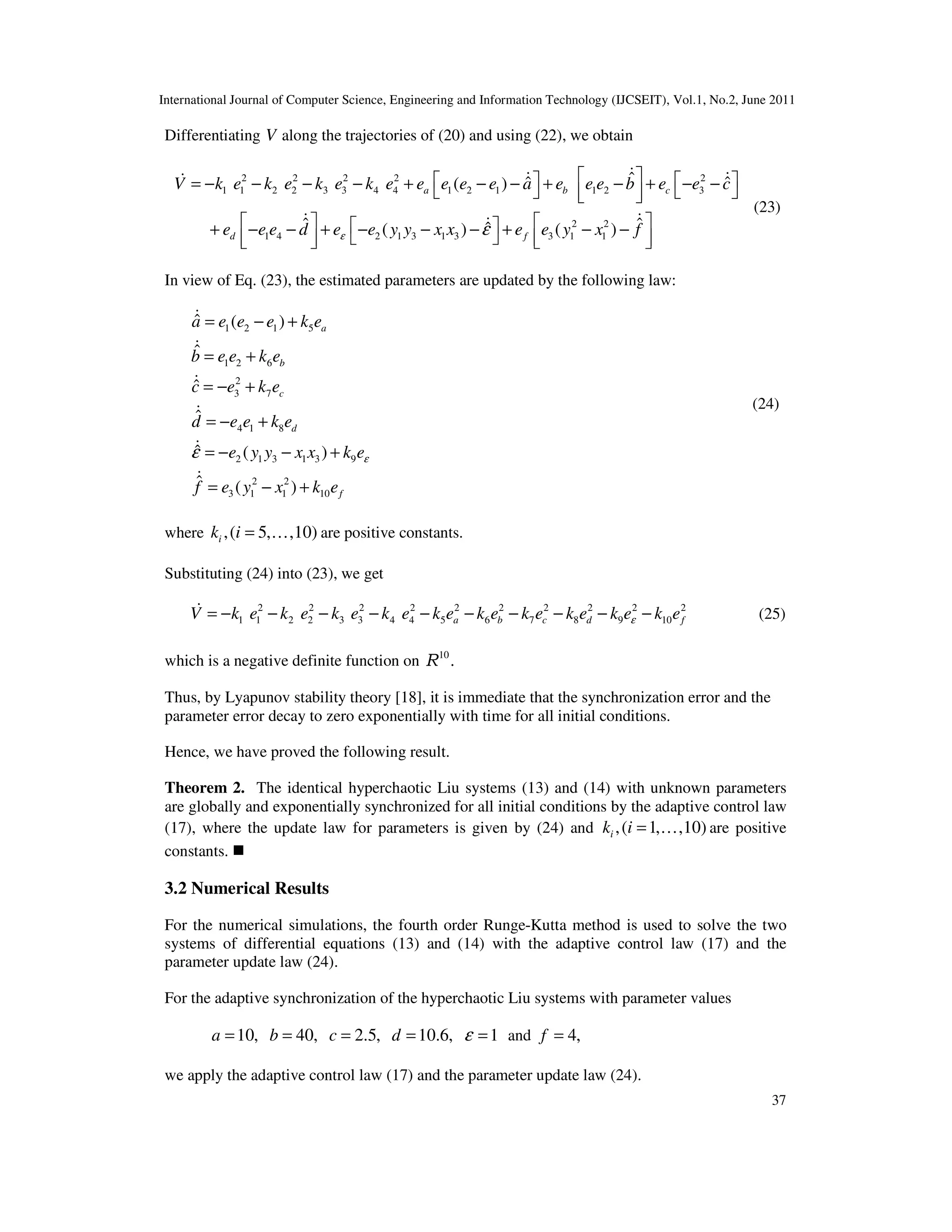 Adaptive Chaos Control And Synchronization Of Hyperchaotic Liu System Pdf