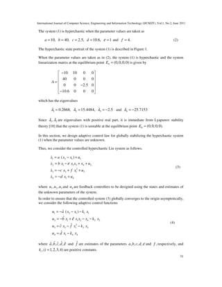 ADAPTIVE CHAOS CONTROL AND SYNCHRONIZATION OF HYPERCHAOTIC LIU SYSTEM | PDF