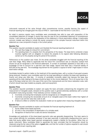 DipIFRS Examiner's Report - June 2011 | PDF