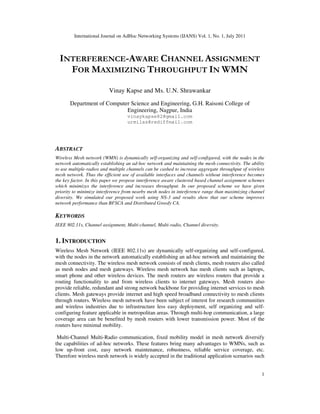 Interference-Aware Channel Assignment for Maximizing Throughput in WMN | PDF