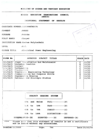 electrical power engineering statement of results.PDF