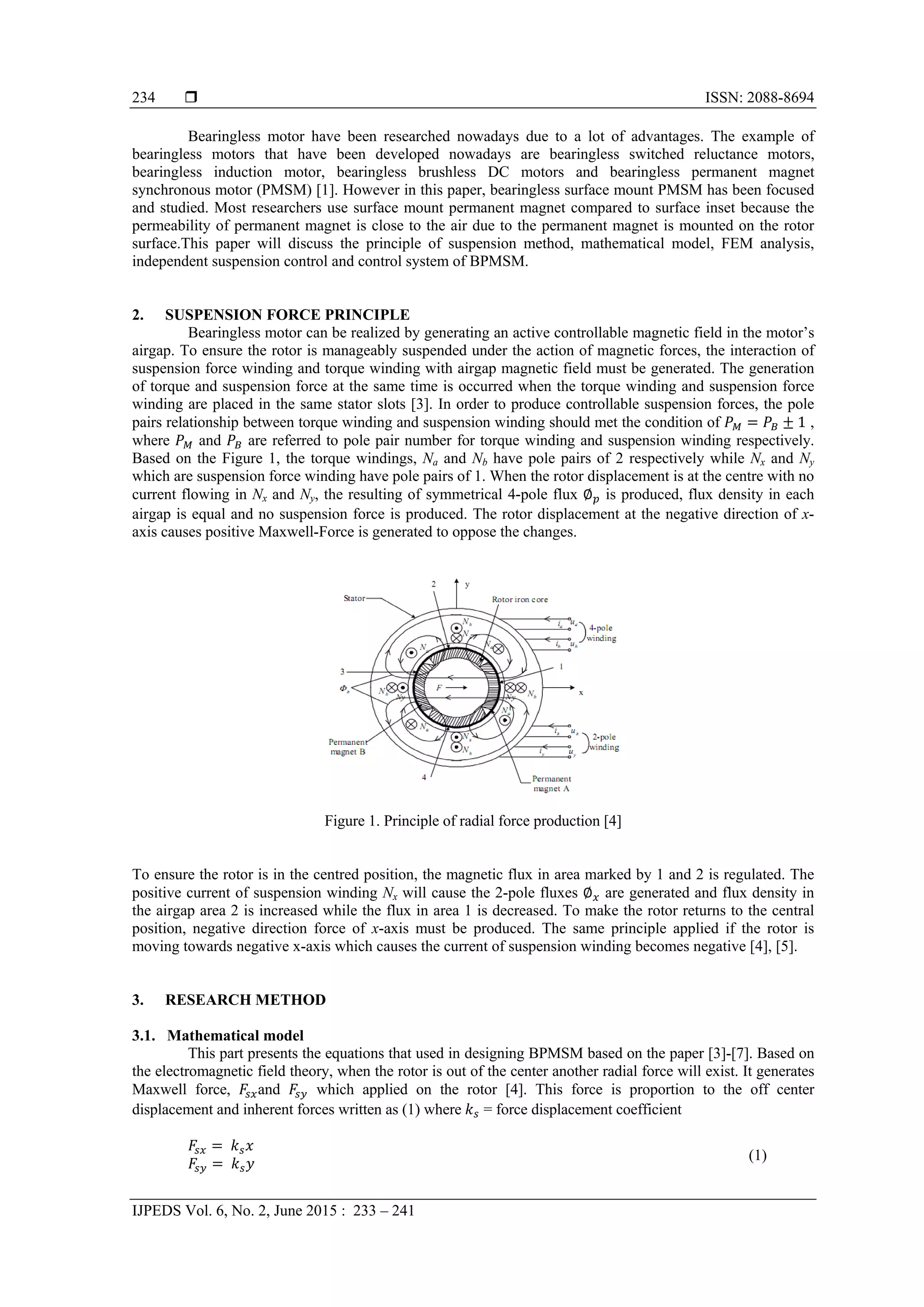 Bearingless Permanent Magnet Synchronous Motor using Independent ...