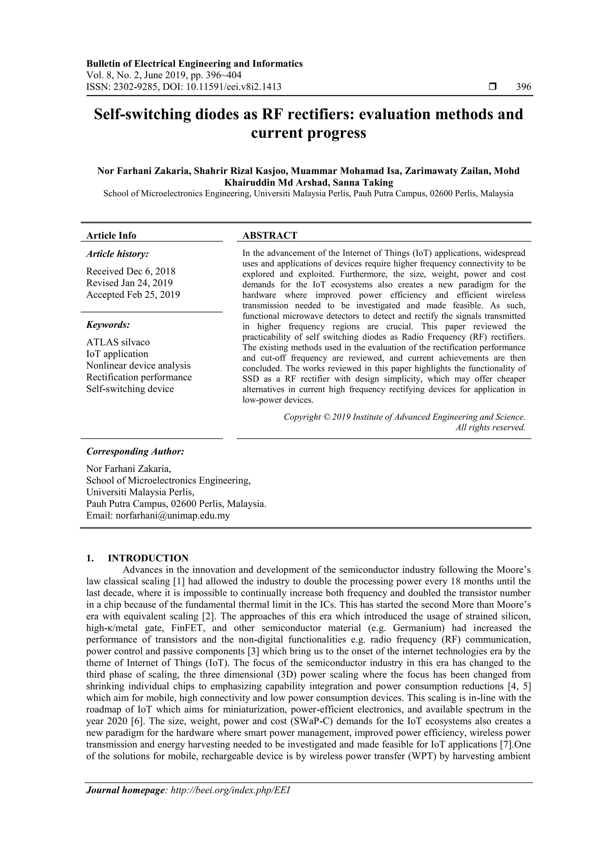 Self-switching diodes as RF rectifiers: evaluation methods and current ...