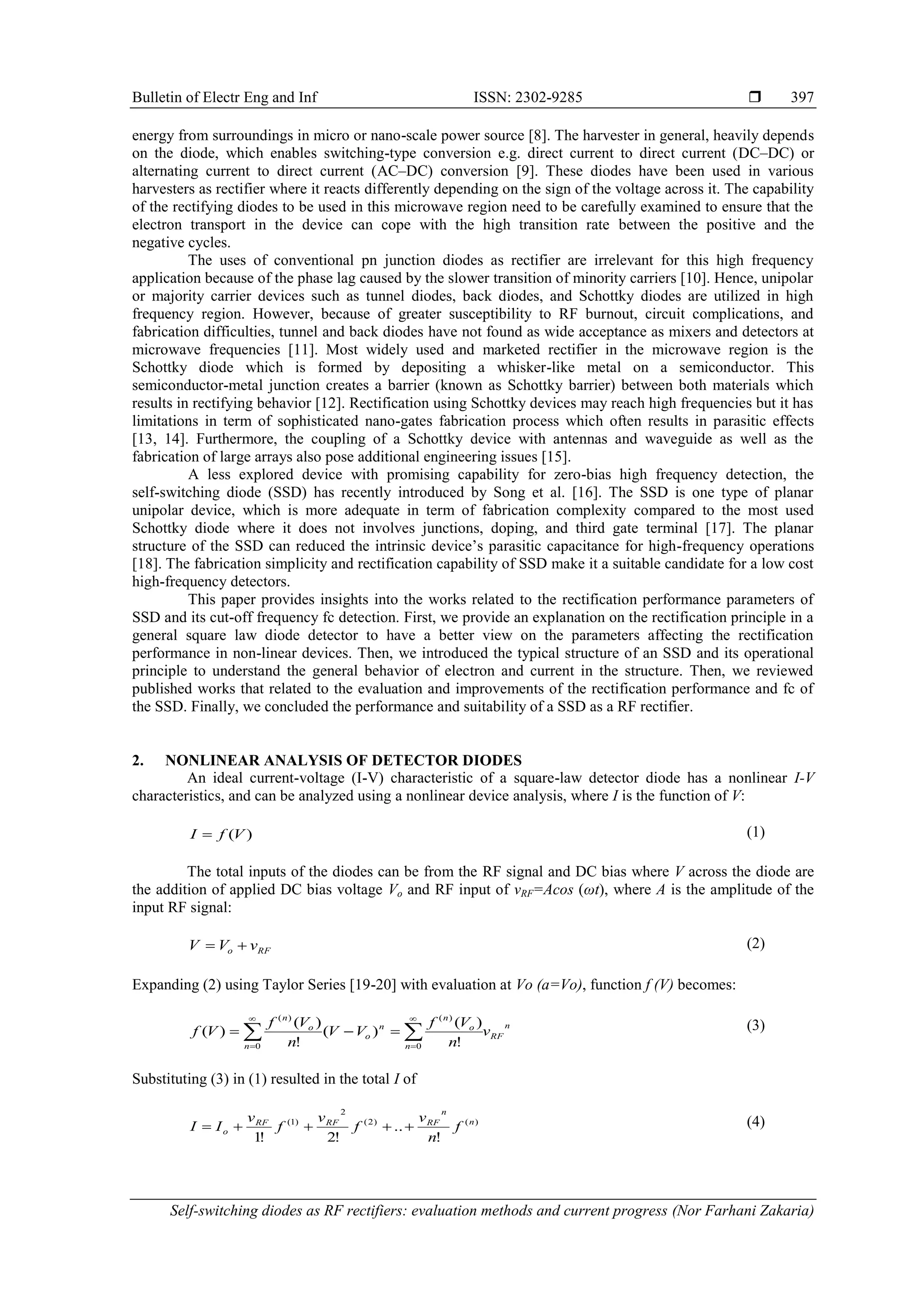 Self-switching diodes as RF rectifiers: evaluation methods and current ...