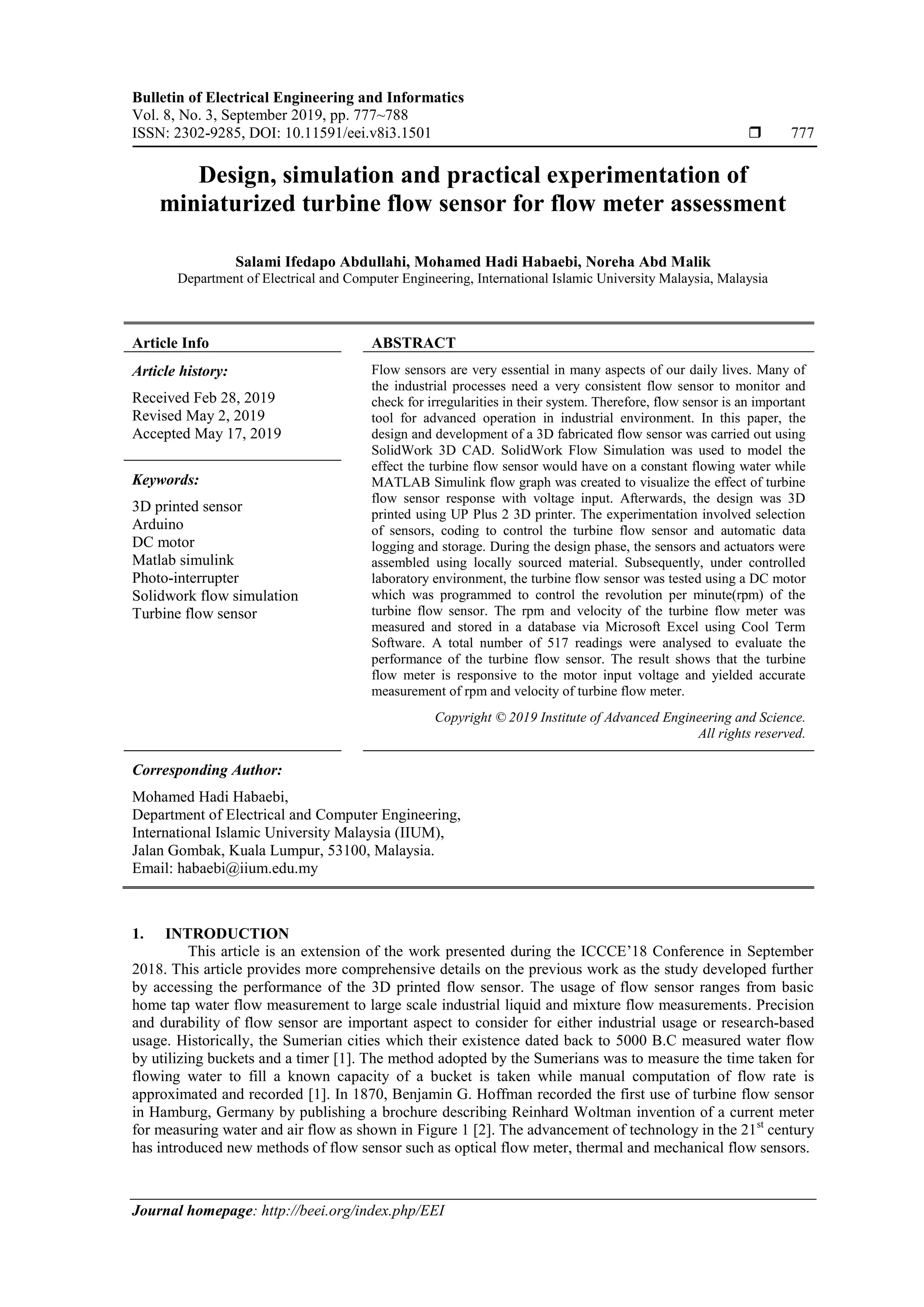 Design, simulation and practical experimentation of miniaturized ...
