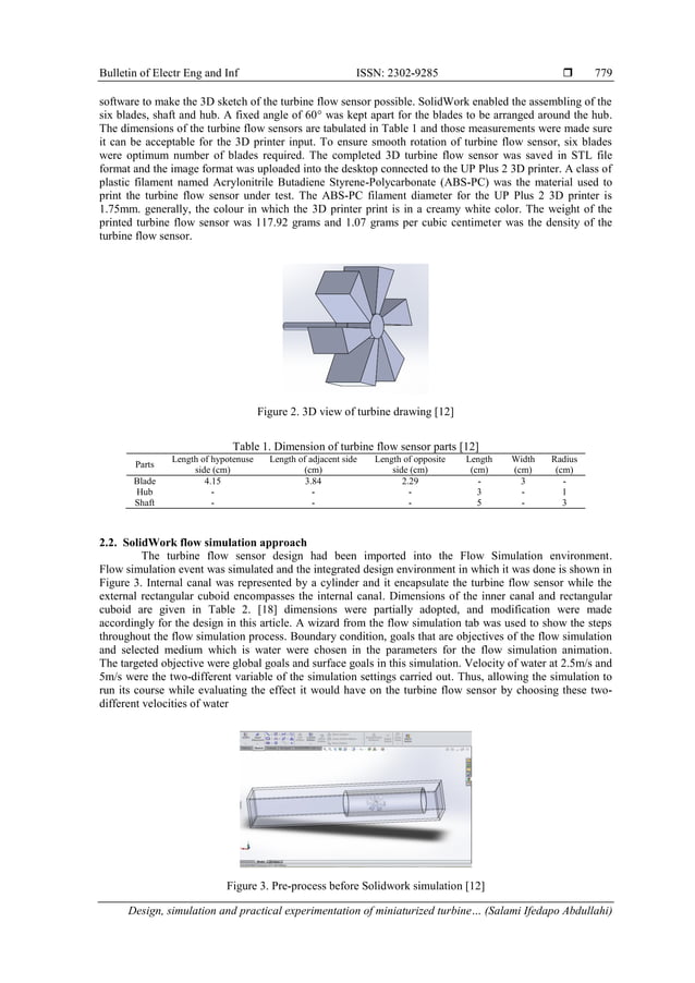 Design, simulation and practical experimentation of miniaturized turbine flow sensor for flow ...