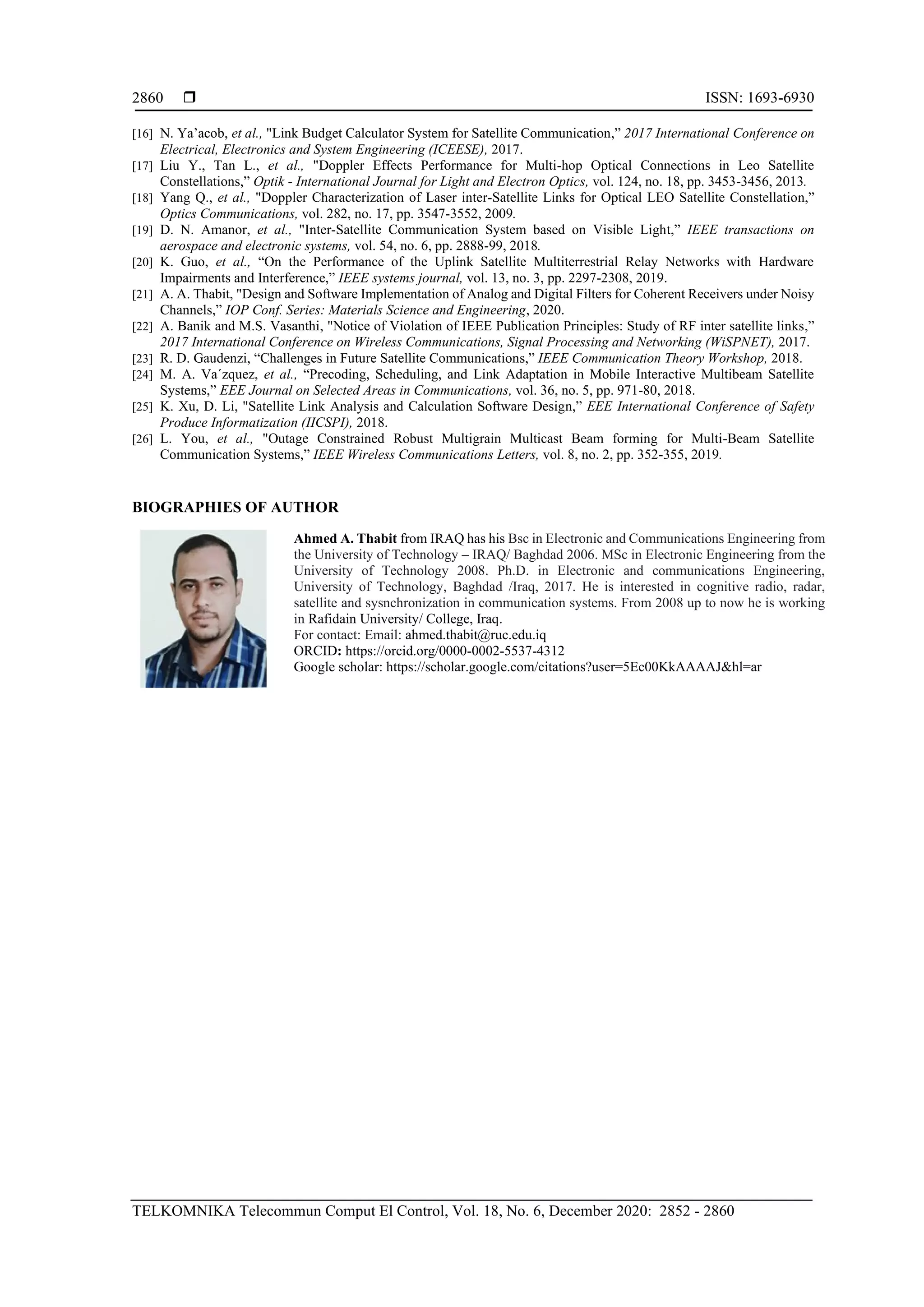 Design and software implementation of radio frequency satellite link based on SDR under noisy ...