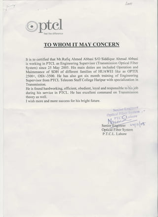 PTCL experience Letter | PDF