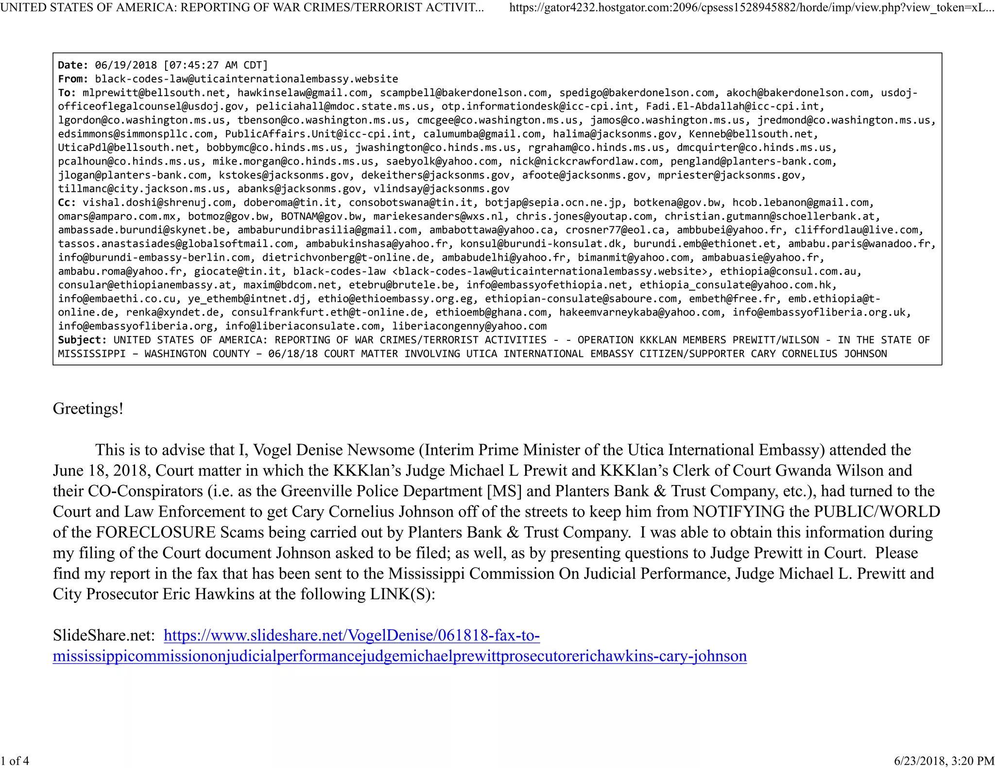061918 EMAIL-GreenvilleMunicipalCourt_JudgeMichaelPrewitt..._vs_Cary ...