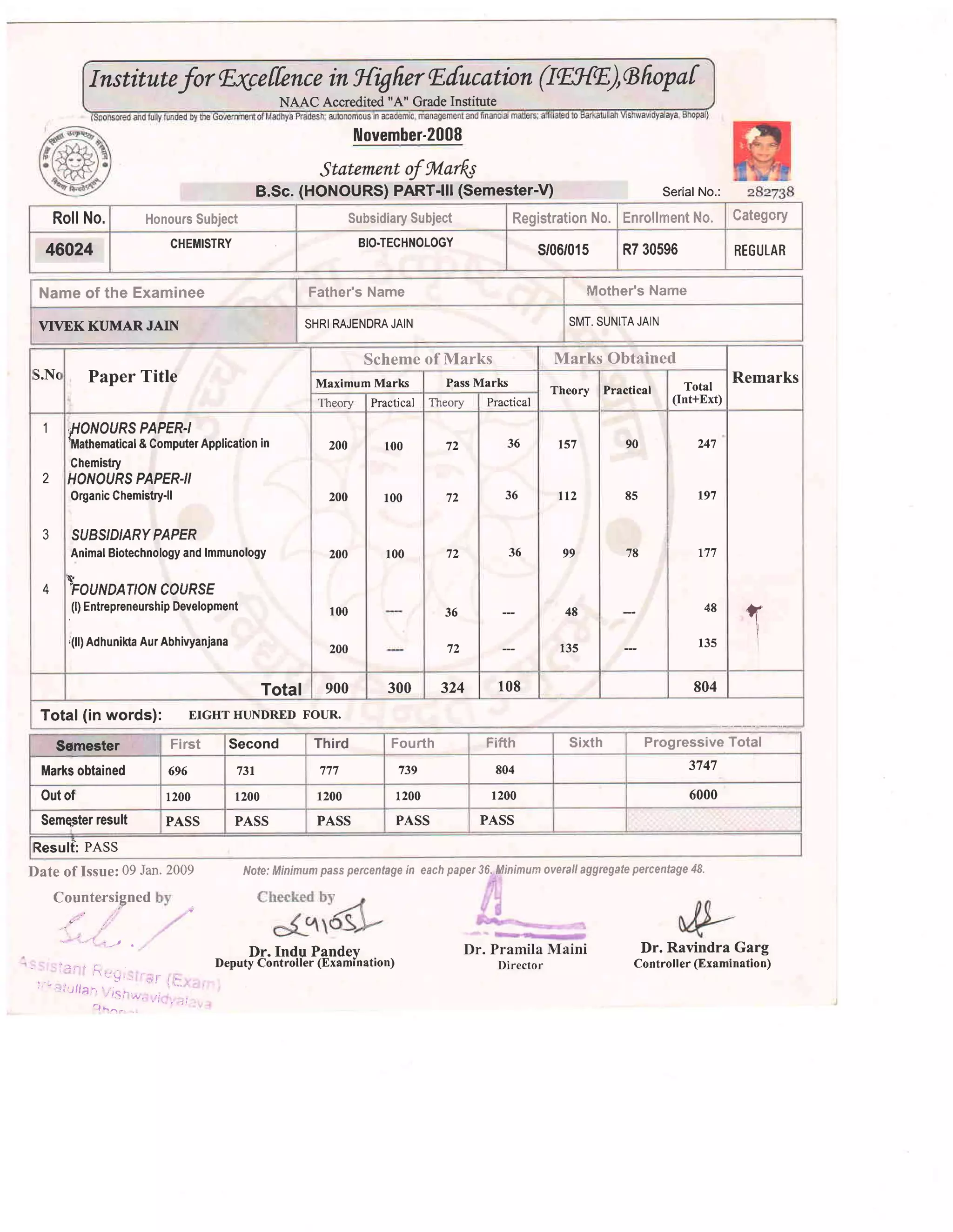 B.Sc _All Marksheet | PDF