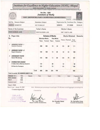 B.Sc _All Marksheet | PDF