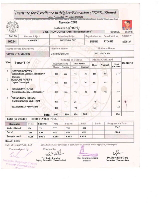 B.Sc _All Marksheet | PDF