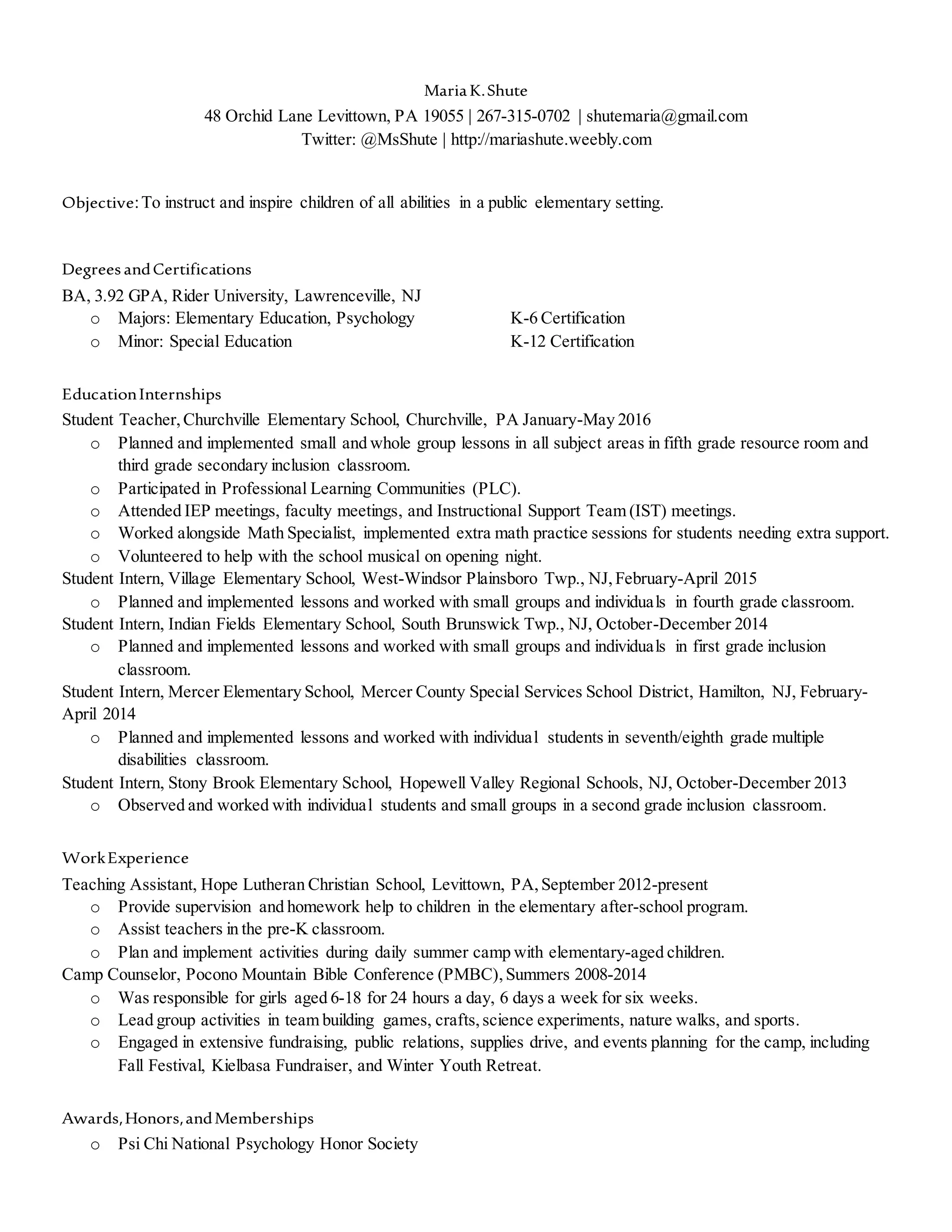 Shute_Maria_resume_05-05-16 | PDF