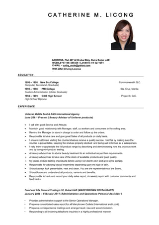catherine_licong cv - | DOC | Human Resources | Business