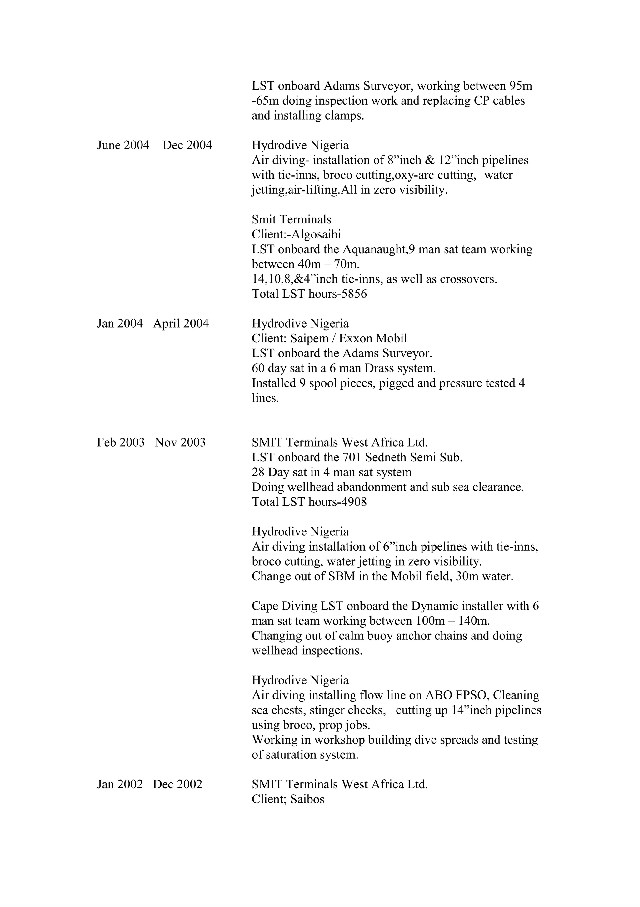 F KRUGER diving cv | PDF