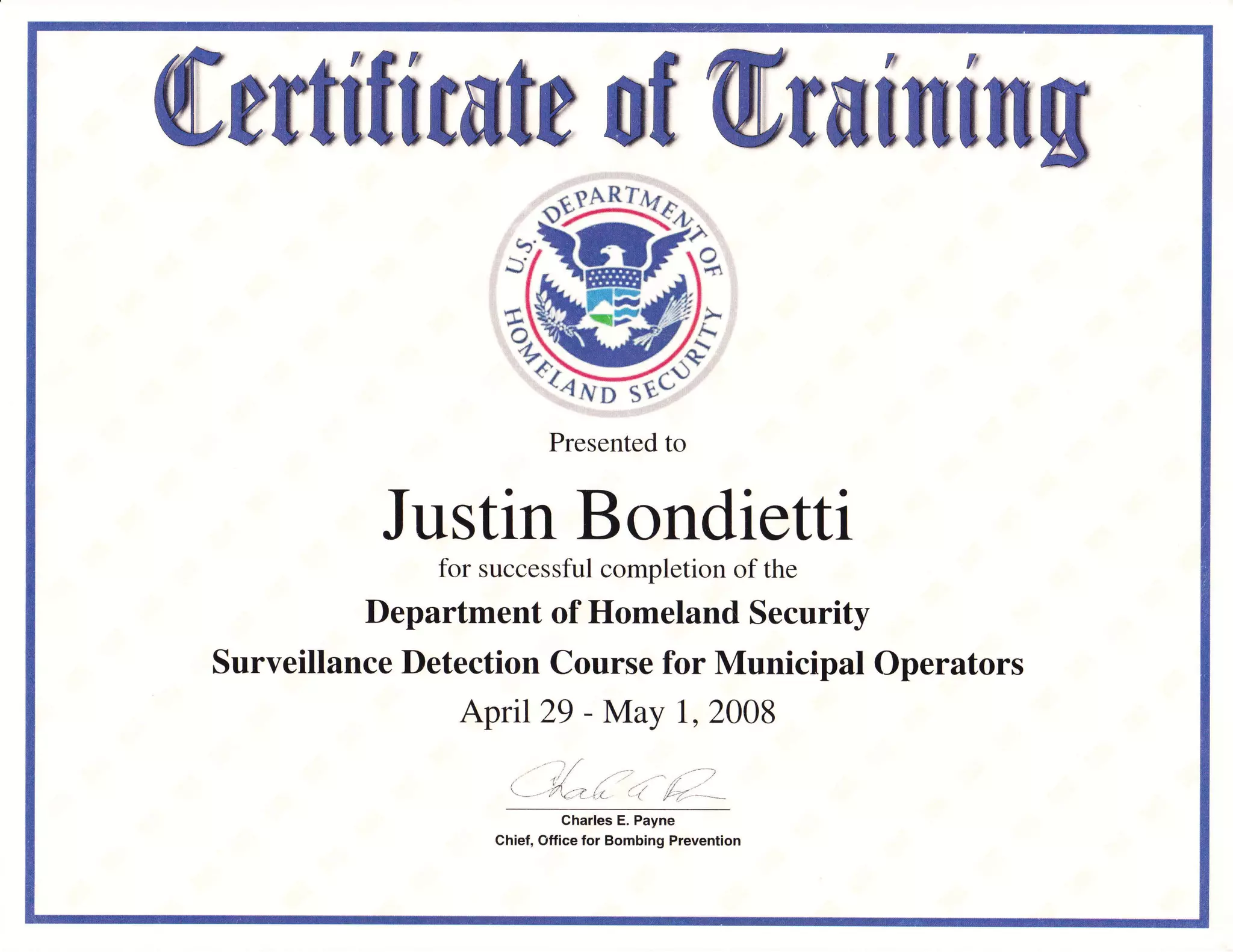 Surveillance Detection Certificate | PDF