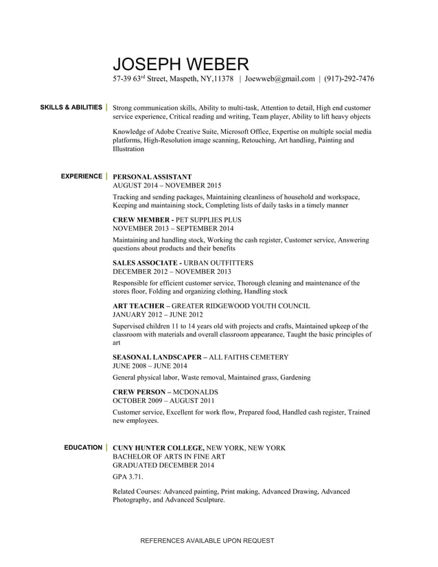 Joseph_Weber_Resume | PDF | Fine Art