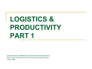 062 Logistics & Productivity PART 1 | PPT