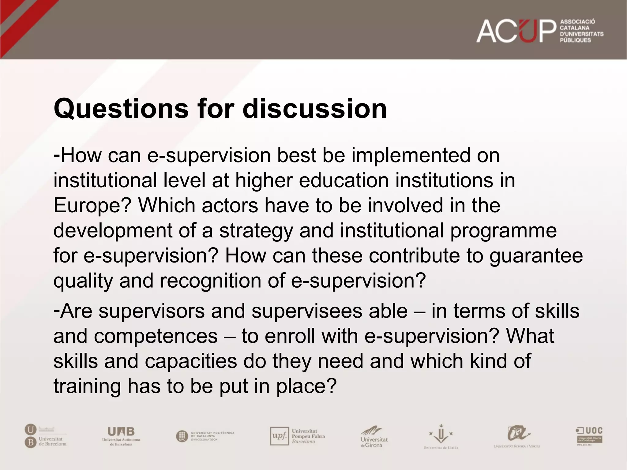 7th EUA-CDE Annual Meeting - e-supervision - new approach to supervision of international ...