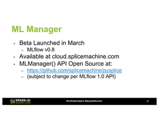 Splice Machine's use of Apache Spark and MLflow | PPT