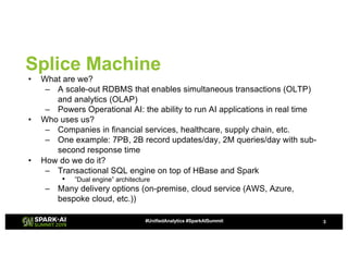 Splice Machine's use of Apache Spark and MLflow | PPT