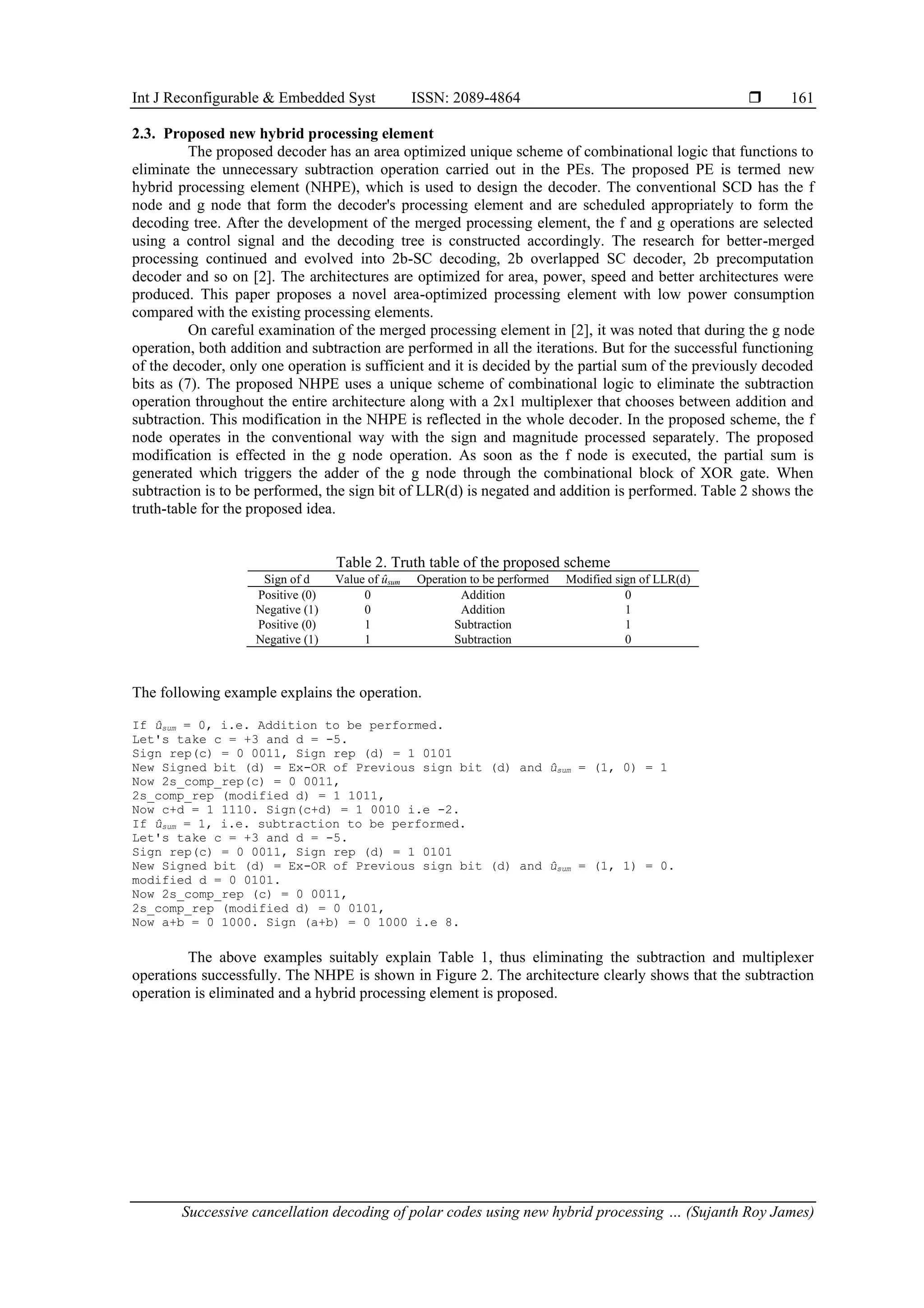 Successive cancellation decoding of polar codes using new hybrid processing element | PDF