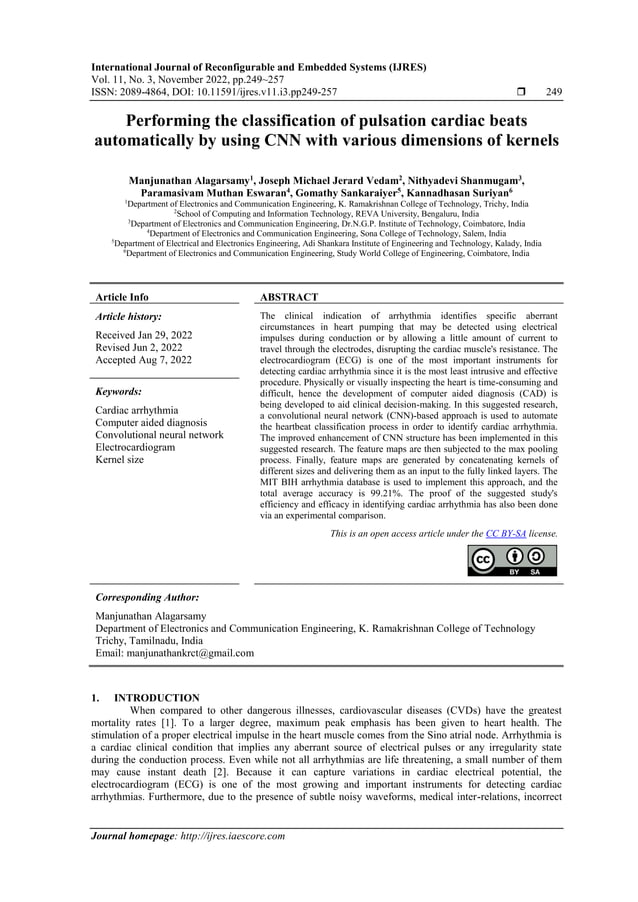 Performing the classification of pulsation cardiac beats automatically by using CNN with various ...