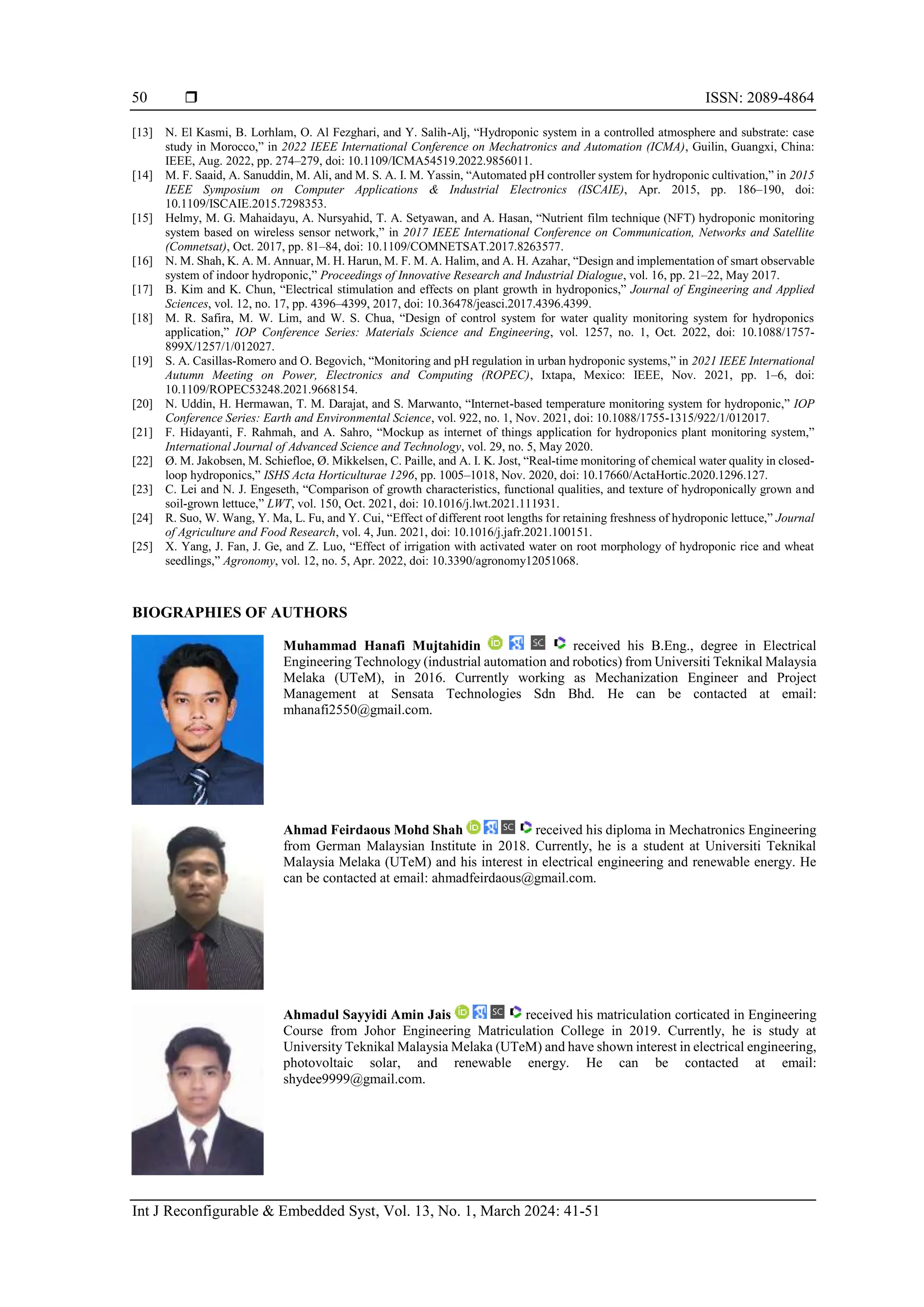 Design and development of control and monitoring hydroponic system | PDF