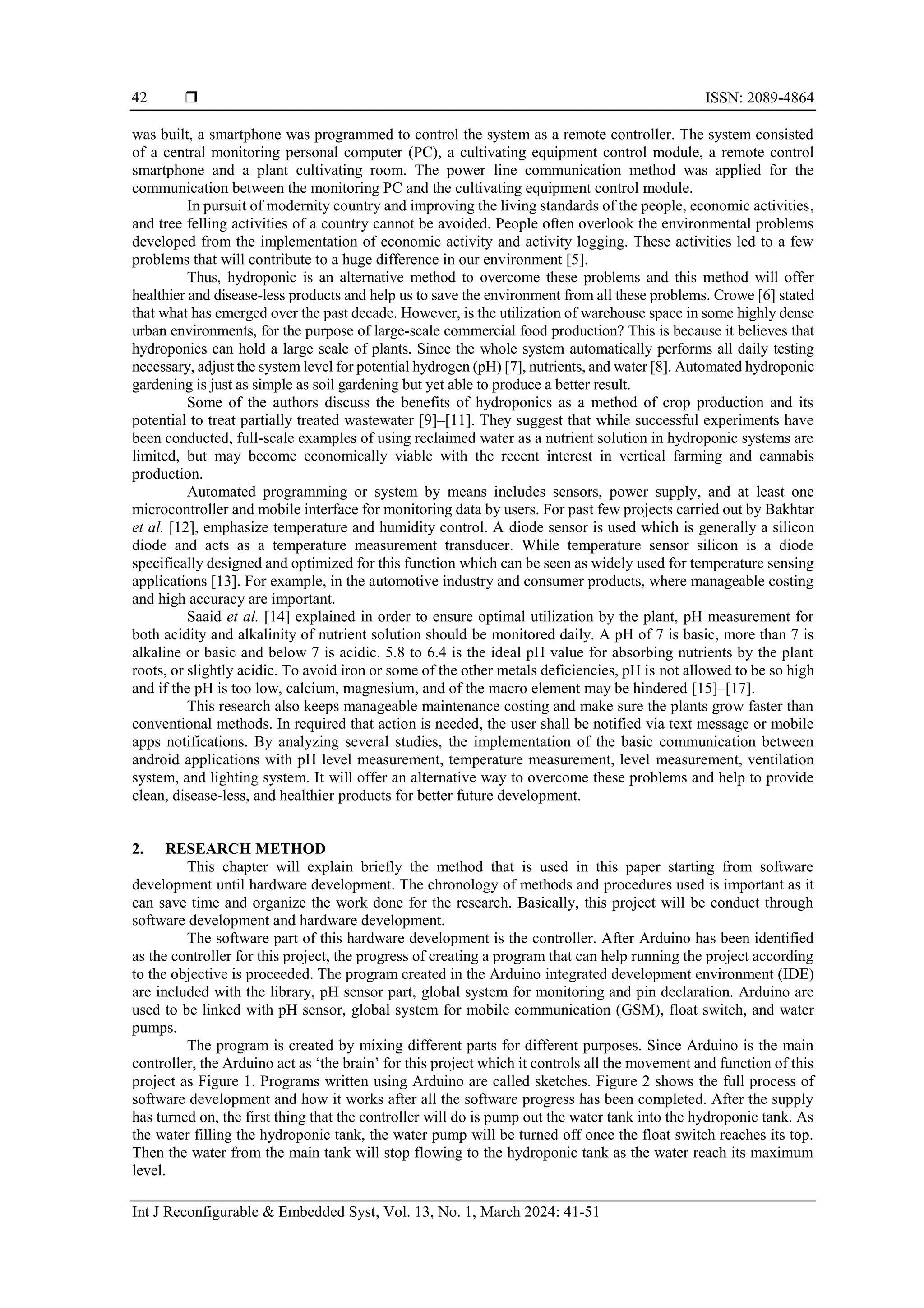 Design and development of control and monitoring hydroponic system | PDF