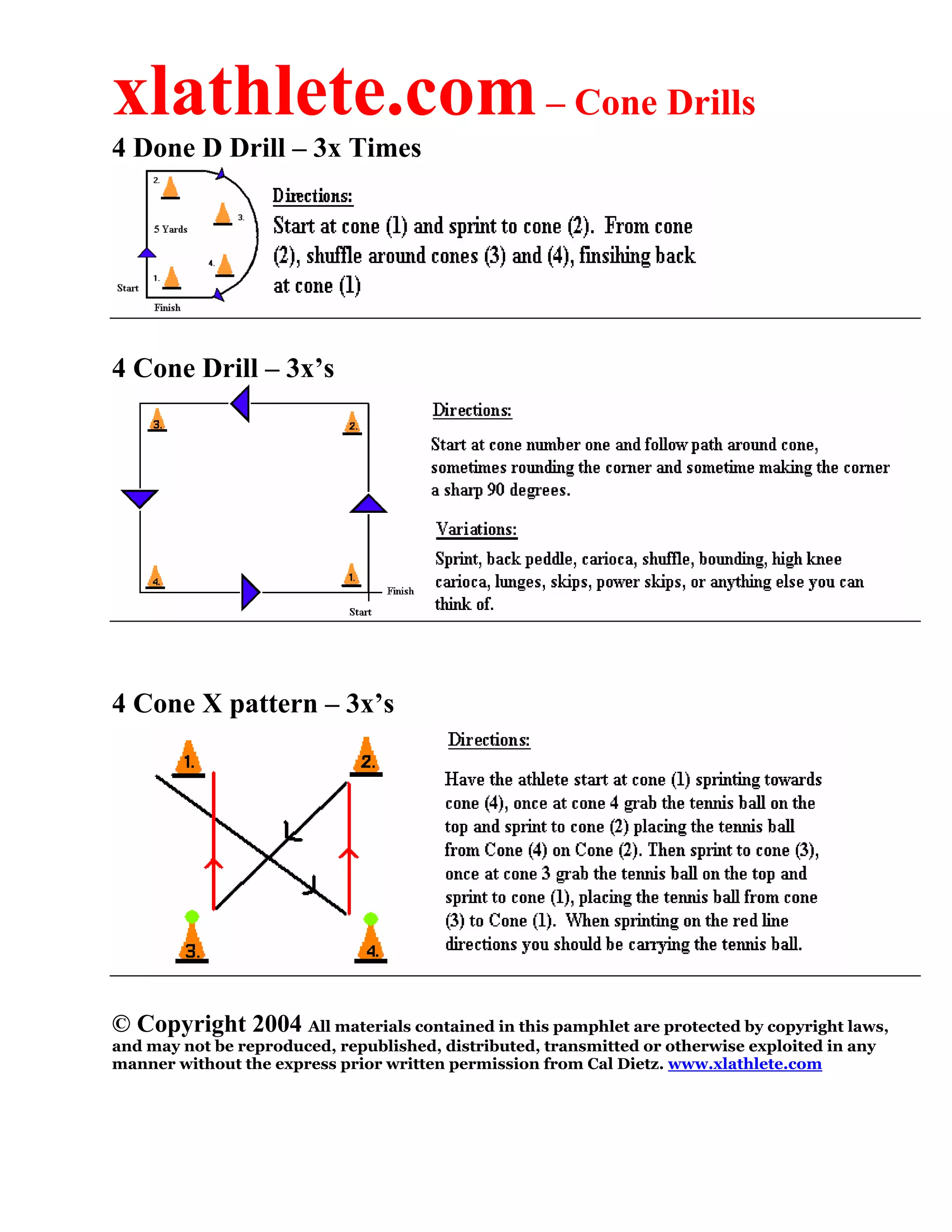 Athlete Cone Agility Training Drills Full List | PDF