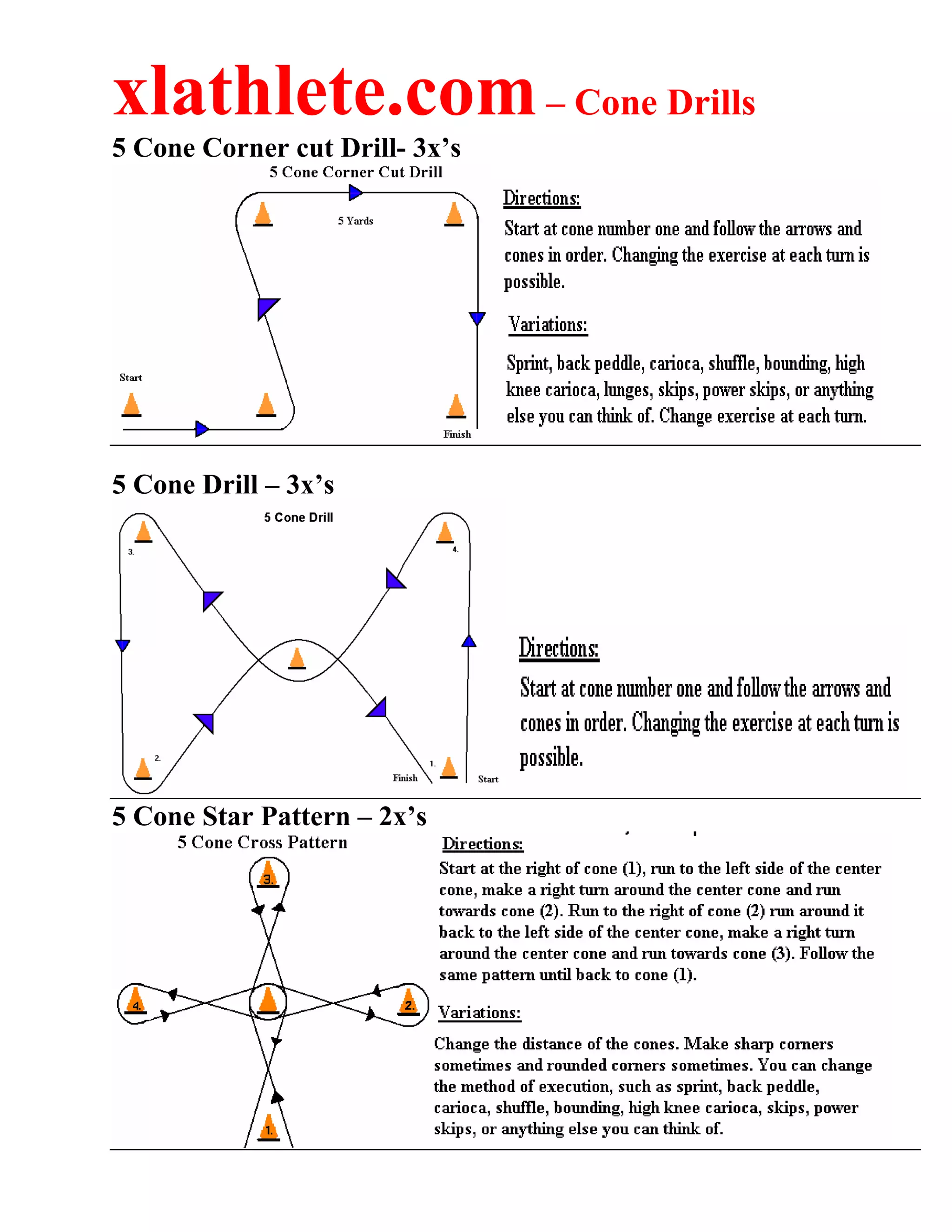 Athlete Cone Agility Training Drills Full List | PDF