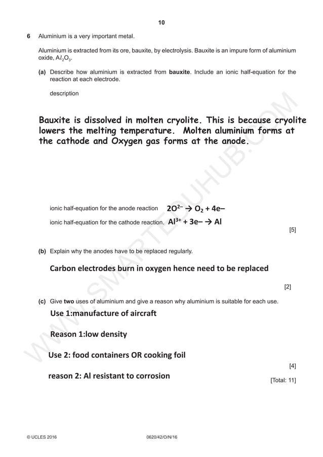 Solved 0620 w16 qp_42-IGCSE Chemistry solved past paper | PDF ...