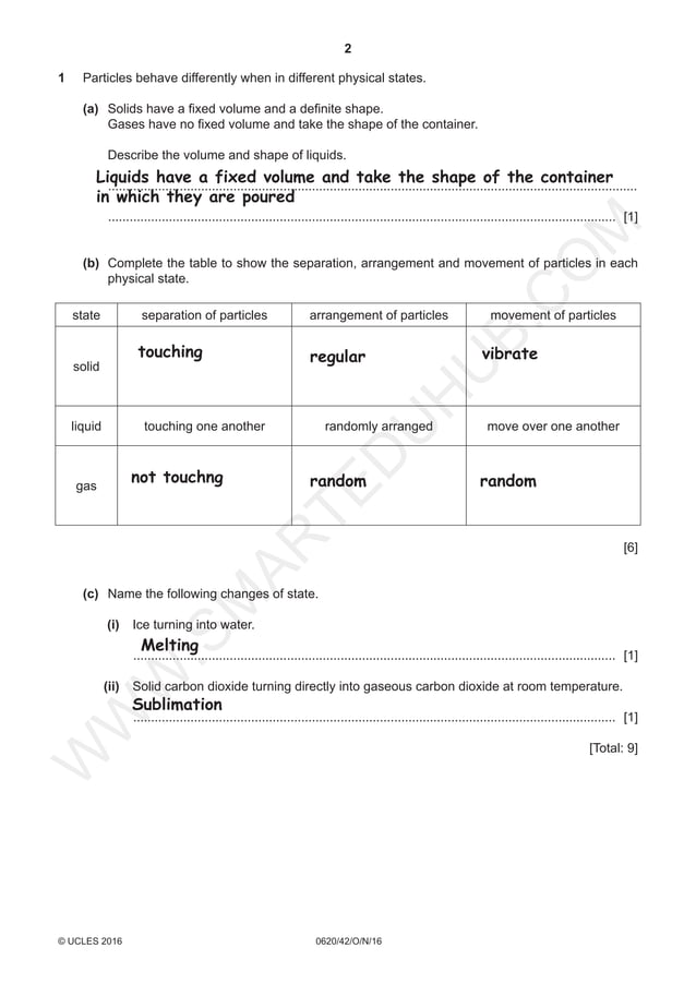 Solved 0620 w16 qp_42-IGCSE Chemistry solved past paper | PDF ...