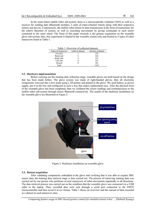 Comparing feature usage in IMU-based gesture control for omnidirectional robot via wearable ...