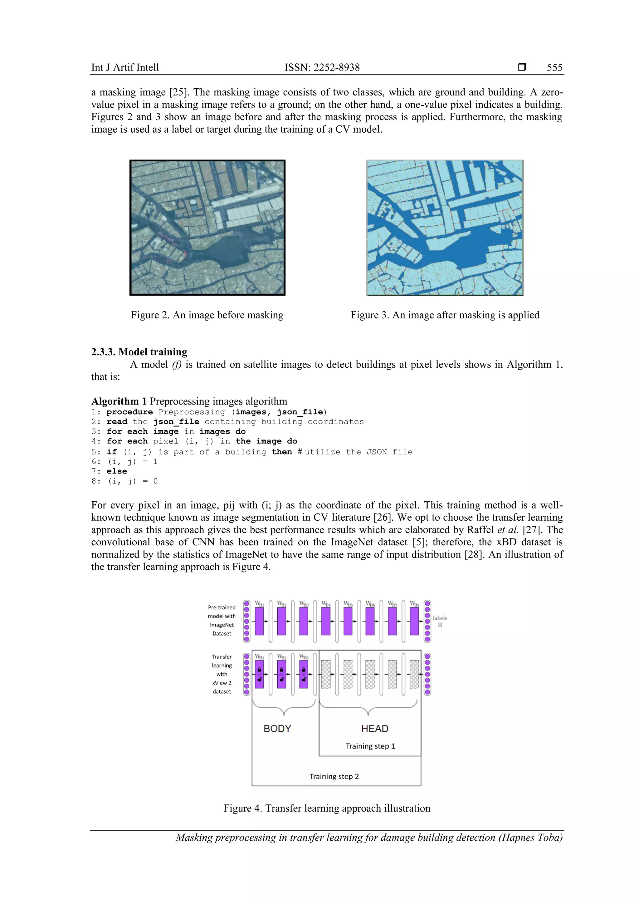 Masking preprocessing in transfer learning for damage building detection | PDF