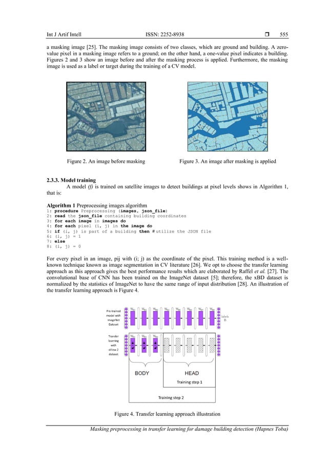 Masking preprocessing in transfer learning for damage building detection | PDF