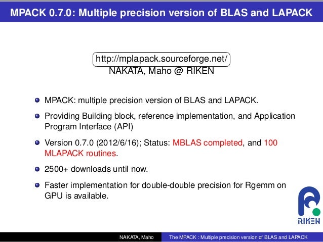 The MPACK : Multiple precision version of BLAS and LAPACK