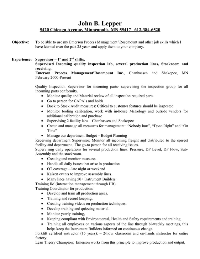 John Lepper resume | PDF