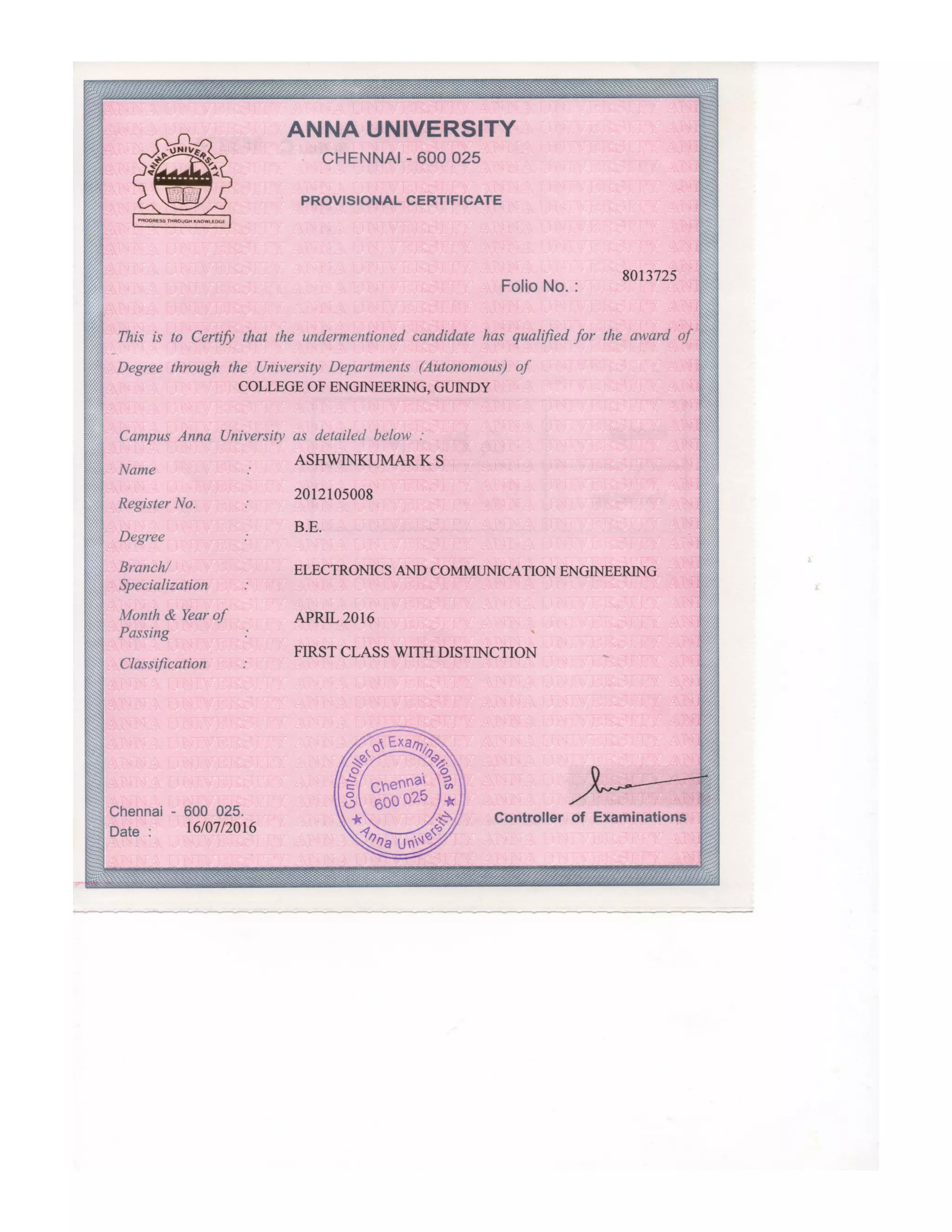 provisional certificate | PDF