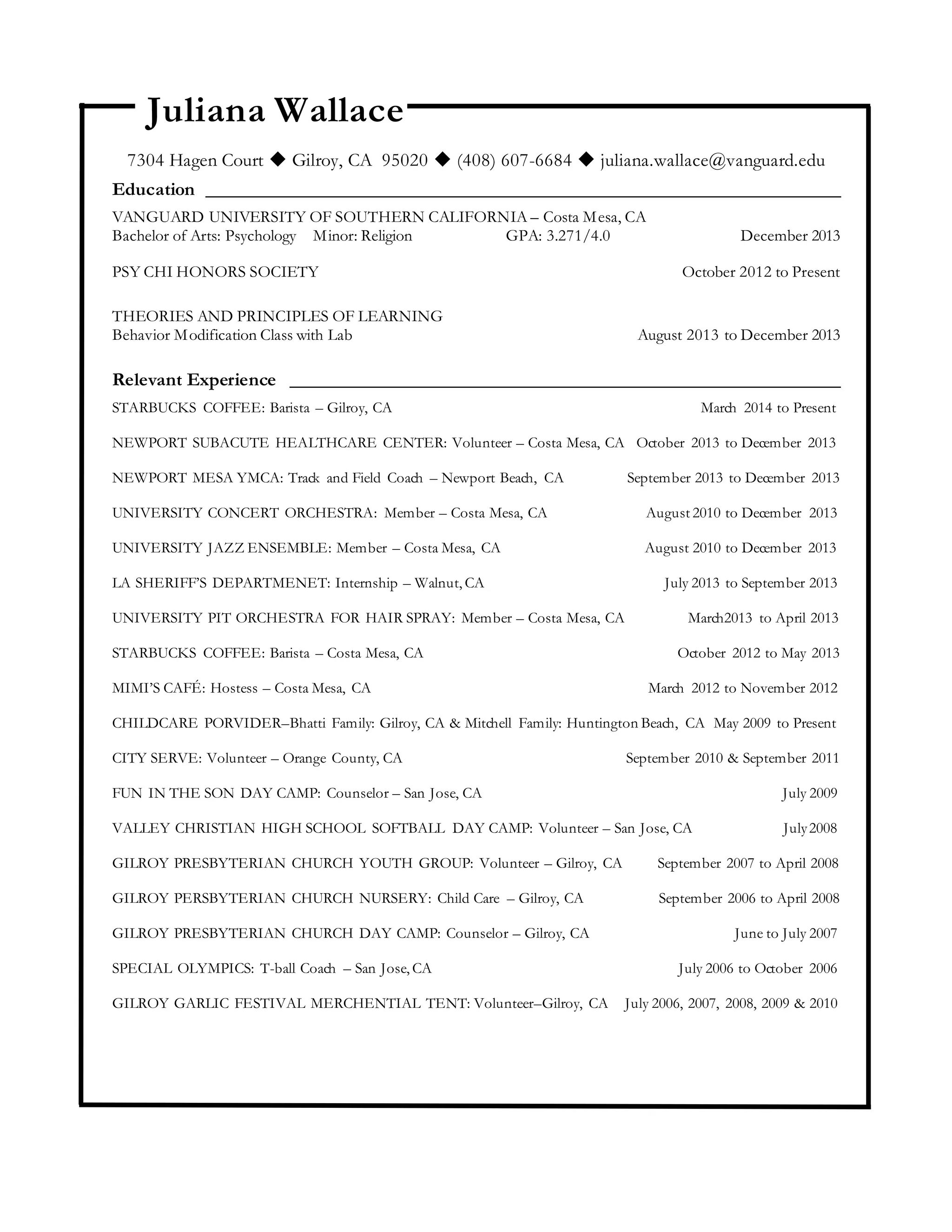 Juliana Graduate School Resume | DOCX