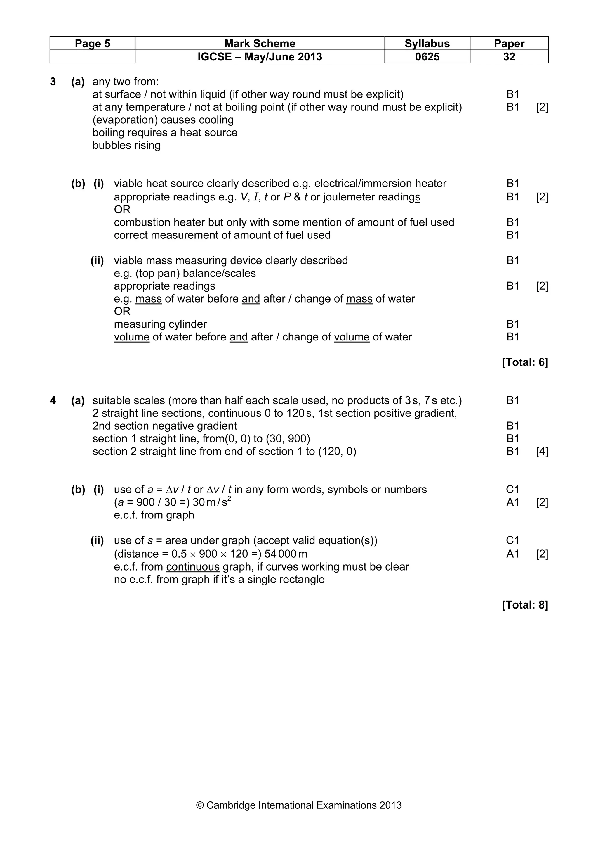 Physics 0625 - Paper 3 version 2 - Mark scheme - May Jun 2013 | PDF