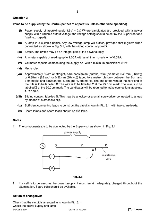 Physics 0625 - Paper 5 version 1 - Instruction - May Jun 2014 | PDF