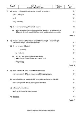 Physics 0625 - Paper 2 version 1 - Mark scheme - May Jun 2014 | PDF
