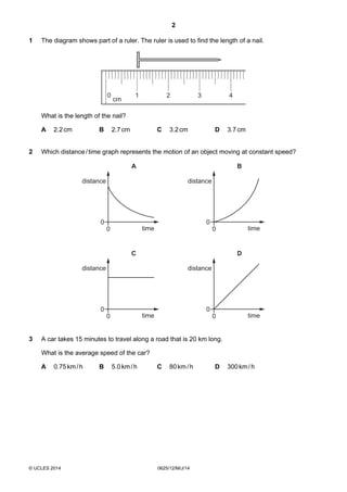Physics 0625 - Paper 1 version 2 - Question Paper - May Jun 2014 | PDF