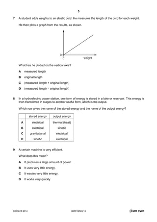 Physics 0625 - Paper 1 version 2 - Question Paper - May Jun 2014 | PDF