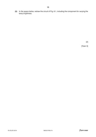 Physics 0625 - Paper 2 version 1 - Question Paper - May Jun 2014 | PDF